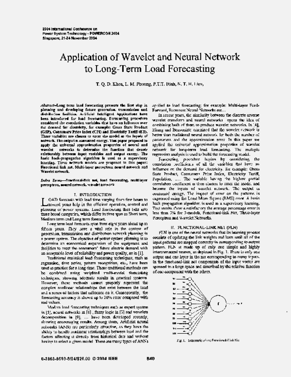 (PDF) Application of wavelet and neural network to long-term load forecasting