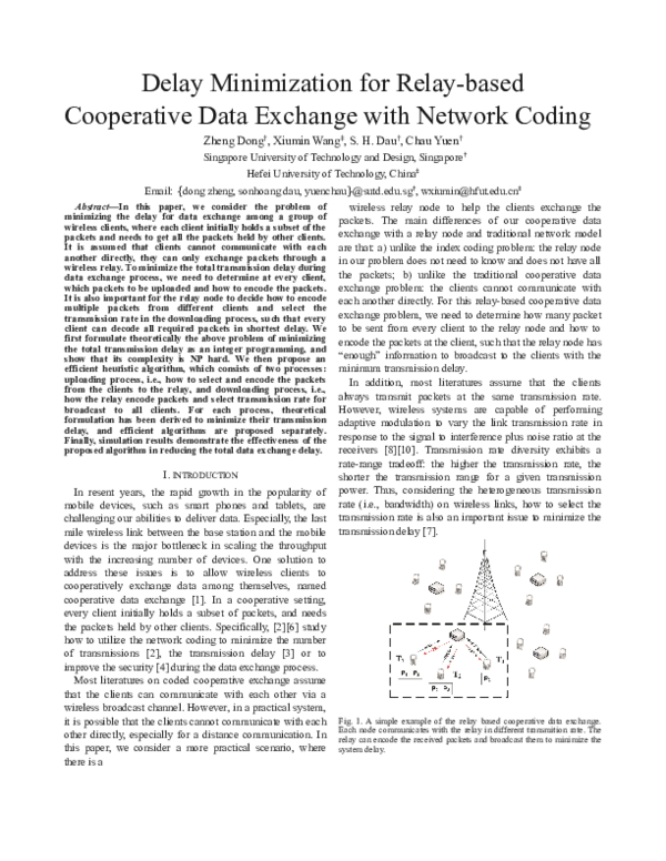 (DOC) Delay Minimization for Relay-based Cooperative Data Exchange with Network Coding