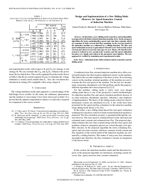 Pdf Design And Implementation Of A Sliding Mode Observer Of The Rotor