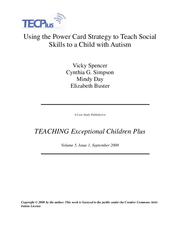 (PDF) Using the Power Card Strategy to Teach Social Skills to a Child ...