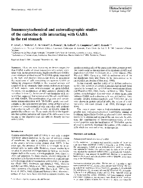 (PDF) Immunocytochemical and autoradiographic studies of the endocrine cells interacting with ...