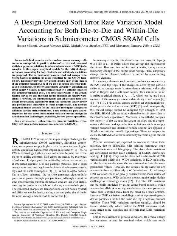 Pdf A Design Oriented Soft Error Rate Variation Model Accounting For Both Die To Die And