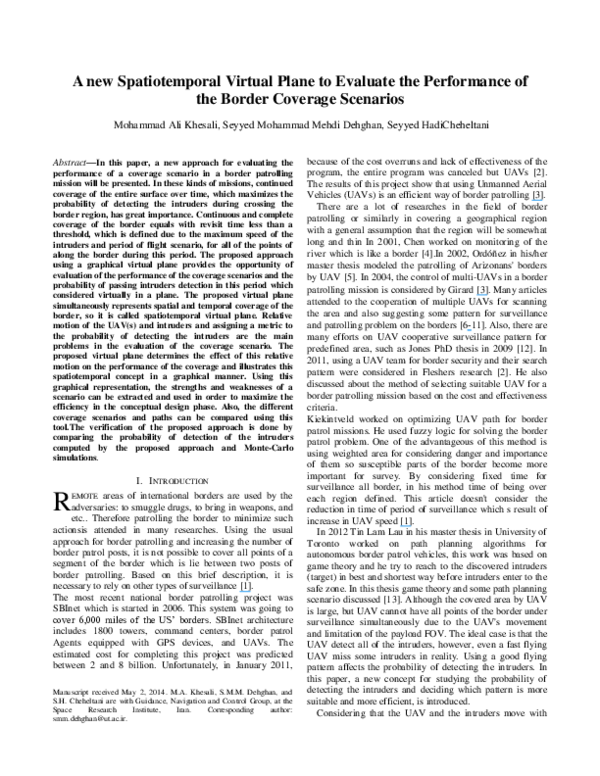 (PDF) A new spatiotemporal virtual plane to evaluate the performance of the border coverage ...