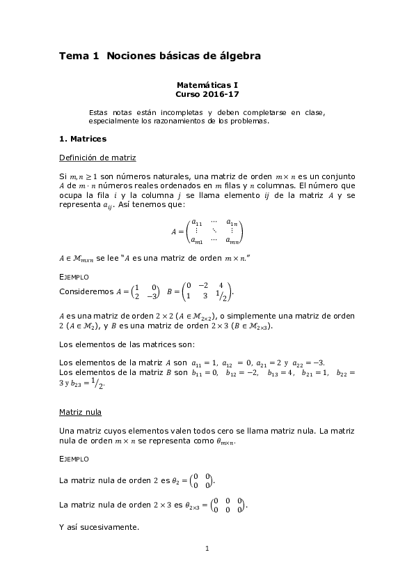 (PDF) Tema 1 Nociones básicas de álgebra