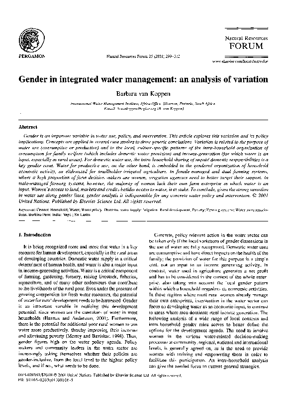 (PDF) Gender in integrated water management: an analysis of variation