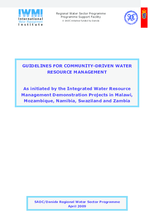 (PDF) Guidelines for community-driven water resource management: as ...