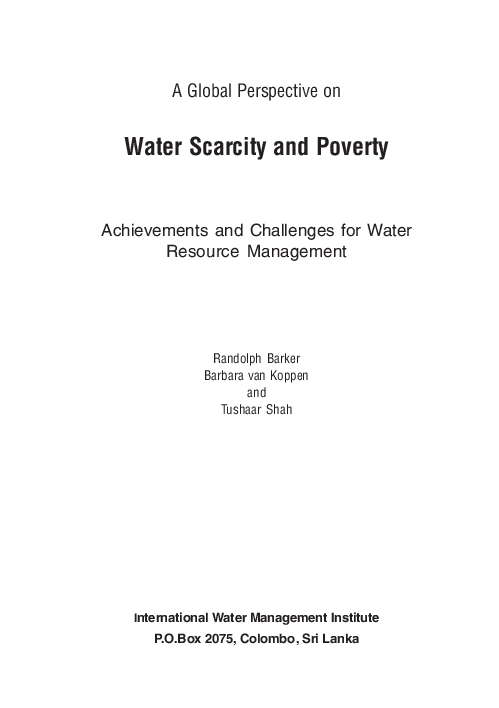 (PDF) A Global Perspective on Water Scarcity and Poverty: Achievements ...