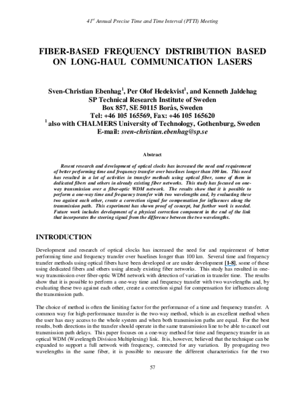 (PDF) Fiber-Based Frequency Distribution Based on Long-Haul ...