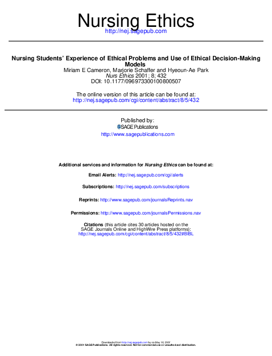 (PDF) Nursing Students' Experience of Ethical Problems and Use of ...