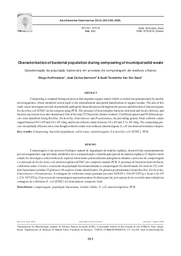 (PDF) Characterization of bacterial population during composting of ...
