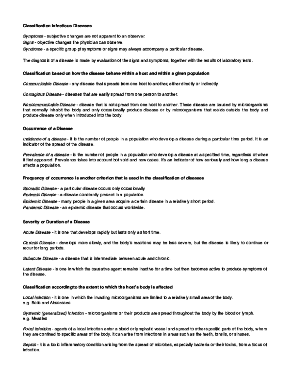 (PDF) Classification Infectious Diseases