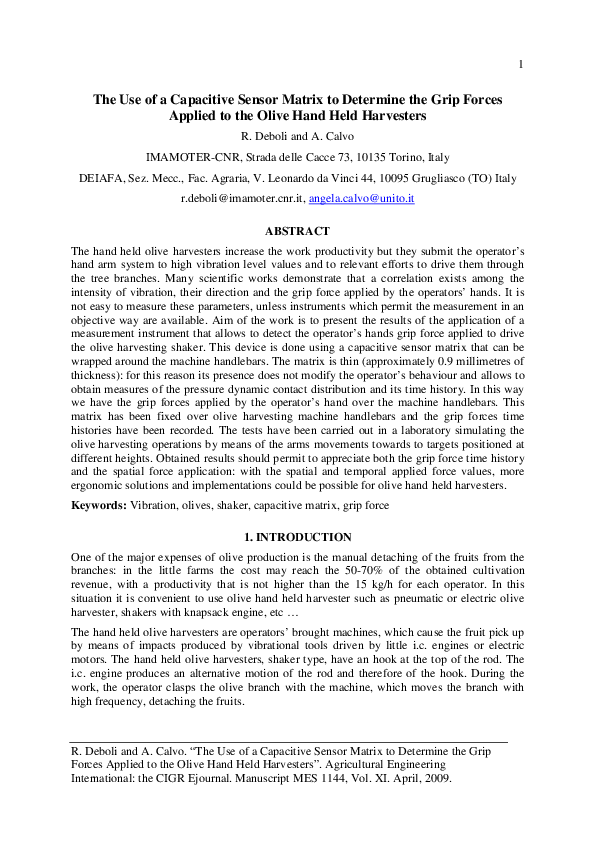 (PDF) Capacitive Sensor Matrix for Measuring Grip Forces in Olive ...