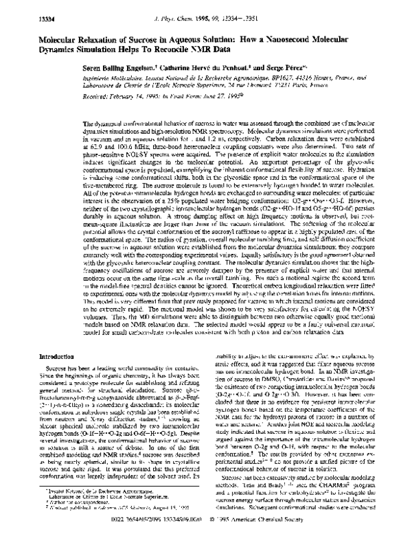 (PDF) Molecular relaxation of sucrose in aqueous solutions: how a ...