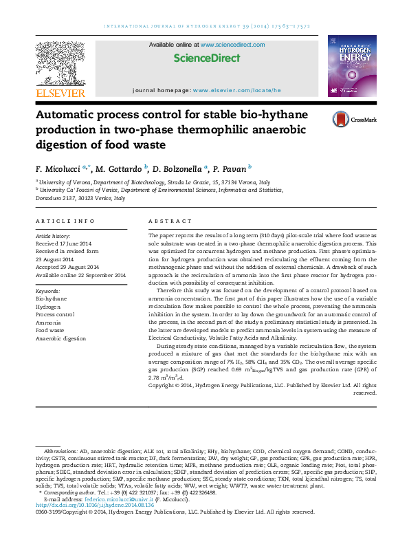 (PDF) Automatic process control for stable bio-hythane production in ...