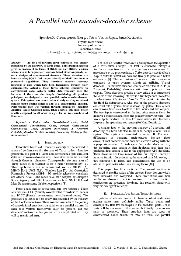Pdf Enhanced Parallel Turbo Encoder Decoder Design