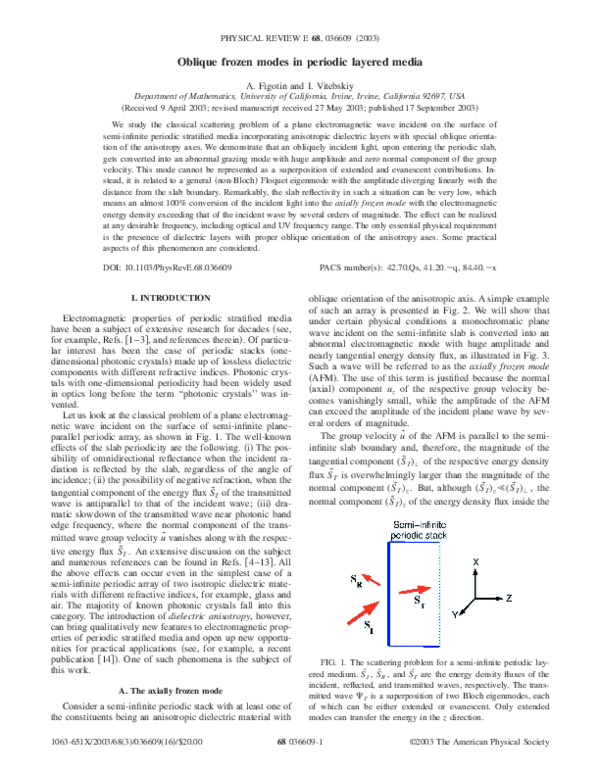 (PDF) Oblique frozen modes in periodic layered media