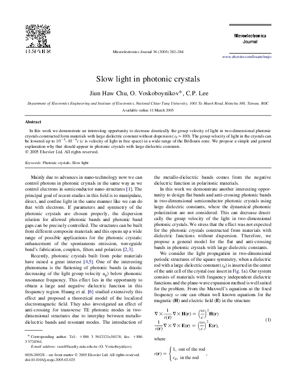(PDF) Slow light in photonic crystals