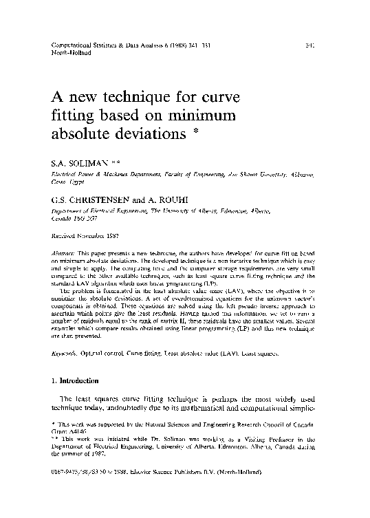 (PDF) A new technique for curve fitting based on minimum absolute ...