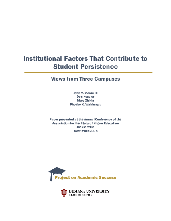 (PDF) Institutional Factors That Contribute to Student Persistence ...