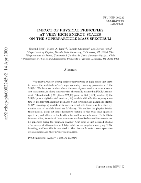 Pdf High Energy Impact On Superparticle Masses