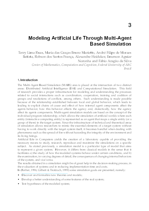 (PDF) Modeling Artificial Life Through Multi-Agent Based Simulation