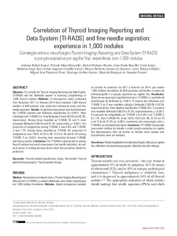 (PDF) Correlation of Thyroid Imaging Reporting and Data System [TI-RADS] and fine needle ...