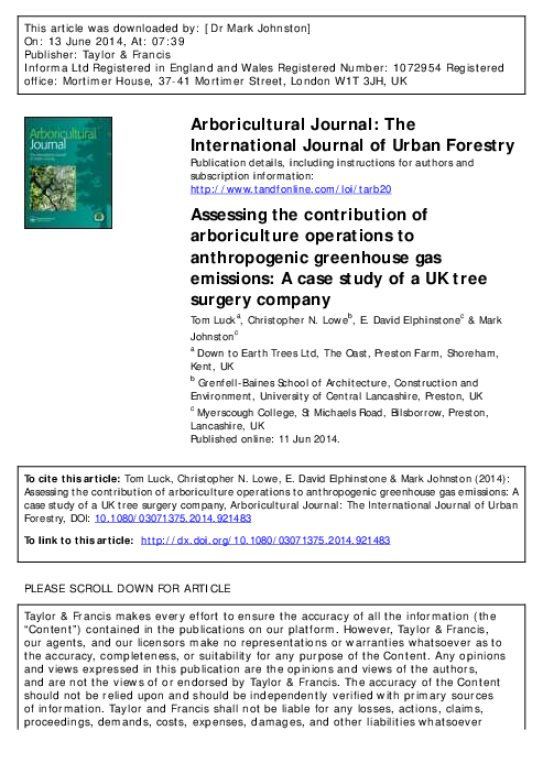(PDF) Assessing the contribution of arboriculture operations to ...