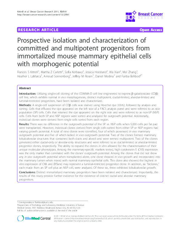 (PDF) Prospective isolation and characterization of committed and ...