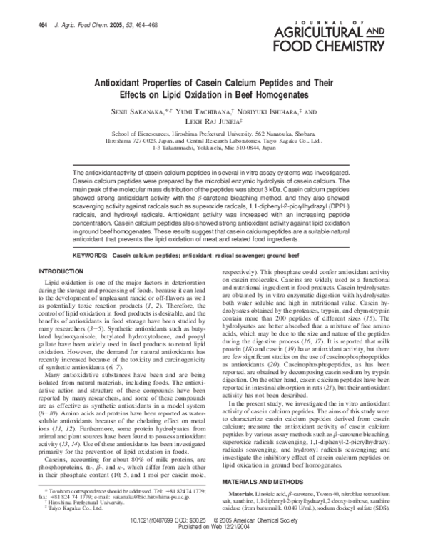 (PDF) Antioxidant Properties of Casein Calcium Peptides and Their ...