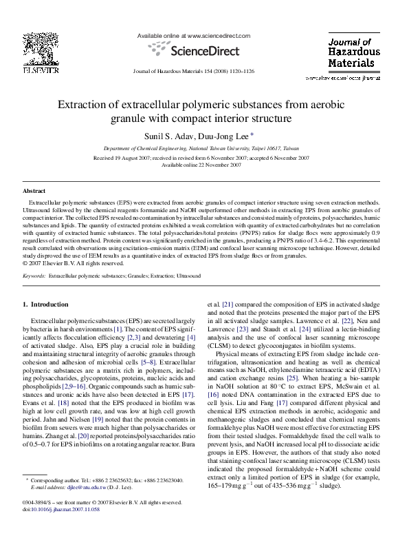 (PDF) Extraction of extracellular polymeric substances (EPS) from ...