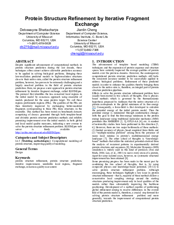 (PDF) Protein Structure Refinement by Iterative Fragment Exchange