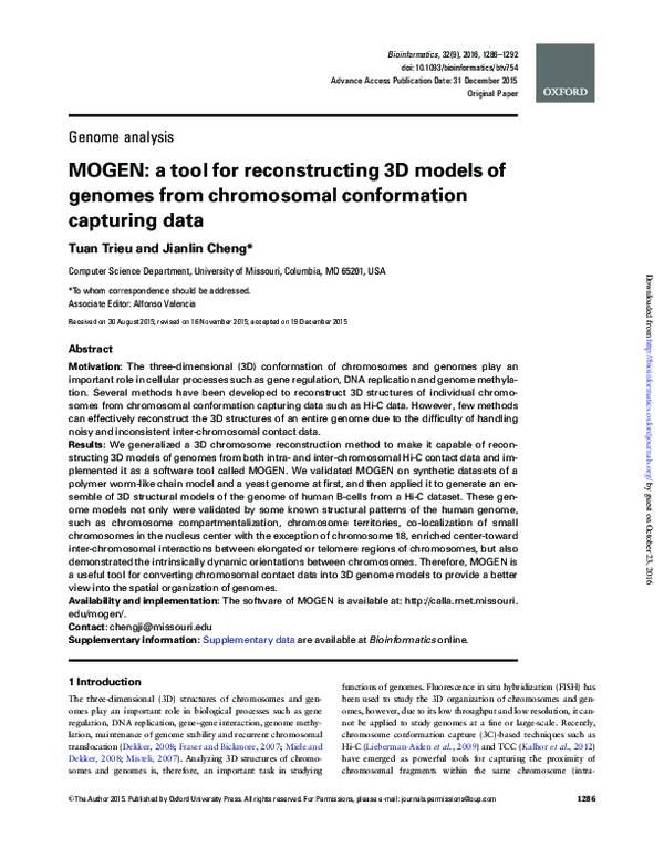 (PDF) MOGEN: a tool for reconstructing 3D models of genomes from chromosomal conformation ...