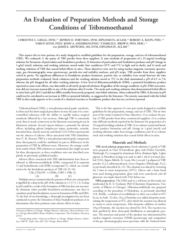 (PDF) An Evaluation of Preparation Methods and Storage Conditions of ...