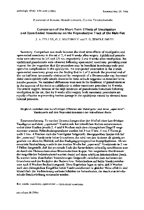 (PDF) Comparison of the Short-Term Effects of Vasoligation and Open ...