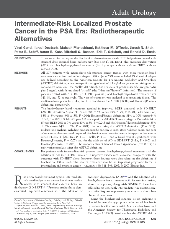 (PDF) Intermediate-Risk Localized Prostate Cancer in the PSA Era ...