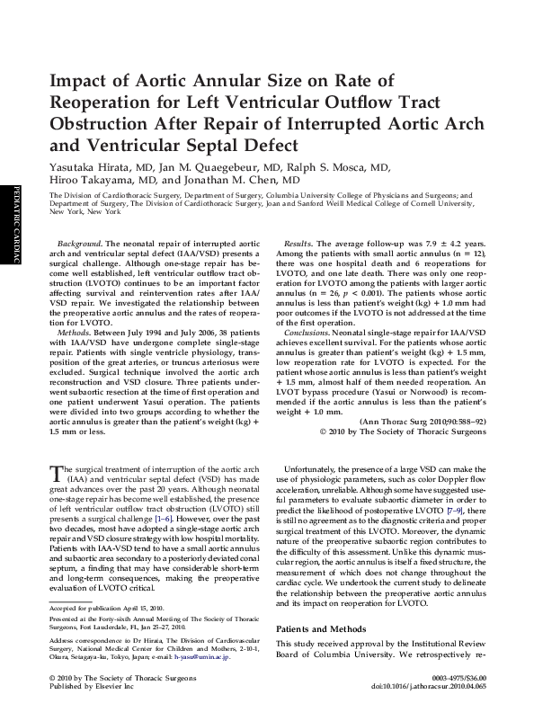 (PDF) Impact of Aortic Annular Size on Rate of Reoperation for Left ...