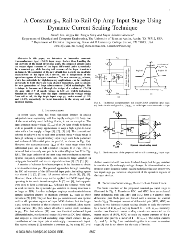 (PDF) Constant-g/sub m/ techniques for rail-to-rail CMOS amplifier input stages: a comparative study
