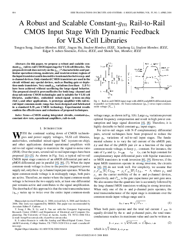 (PDF) A Robust and Scalable Constant Rail-to-Rail CMOS Input Stage With ...