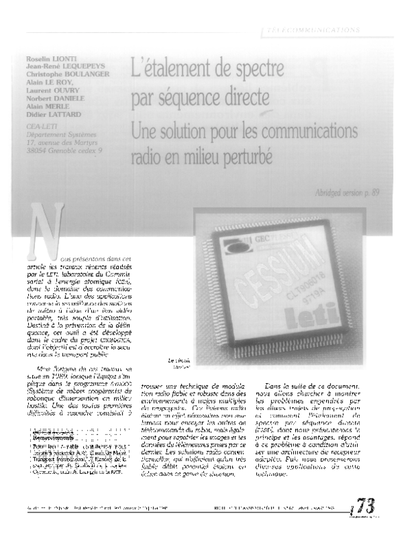 (PDF) L'étalement de spectre par séquence directe Une solution pour les ...