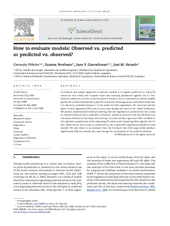 (PDF) How to evaluate models: Observed vs. predicted or predicted vs ...