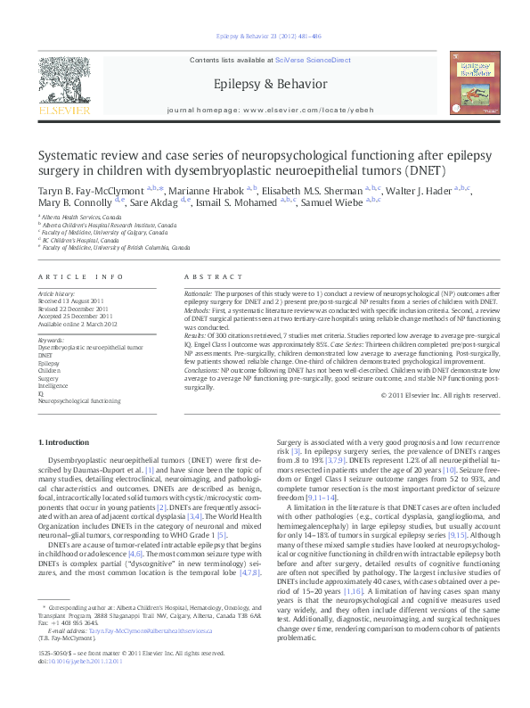 (PDF) Systematic review and case series of neuropsychological ...
