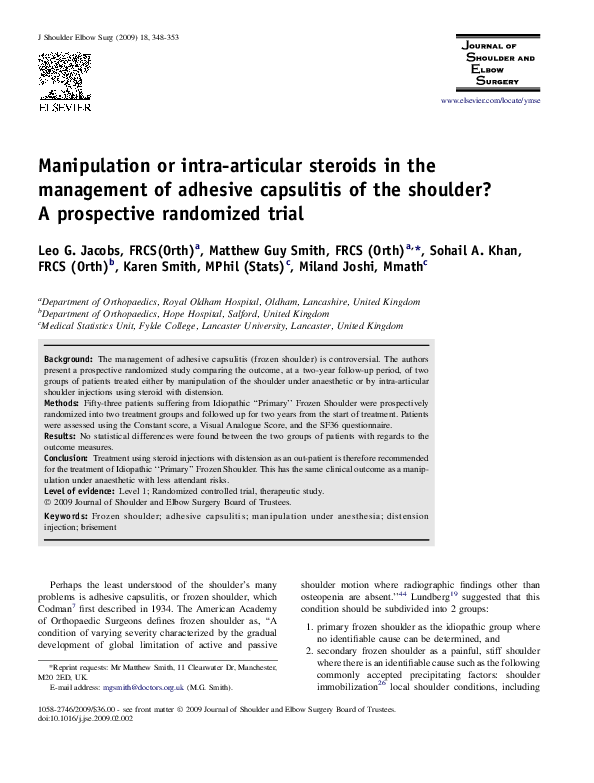 (PDF) Functional Outcome After Arthroscopic Capsular Release in ...