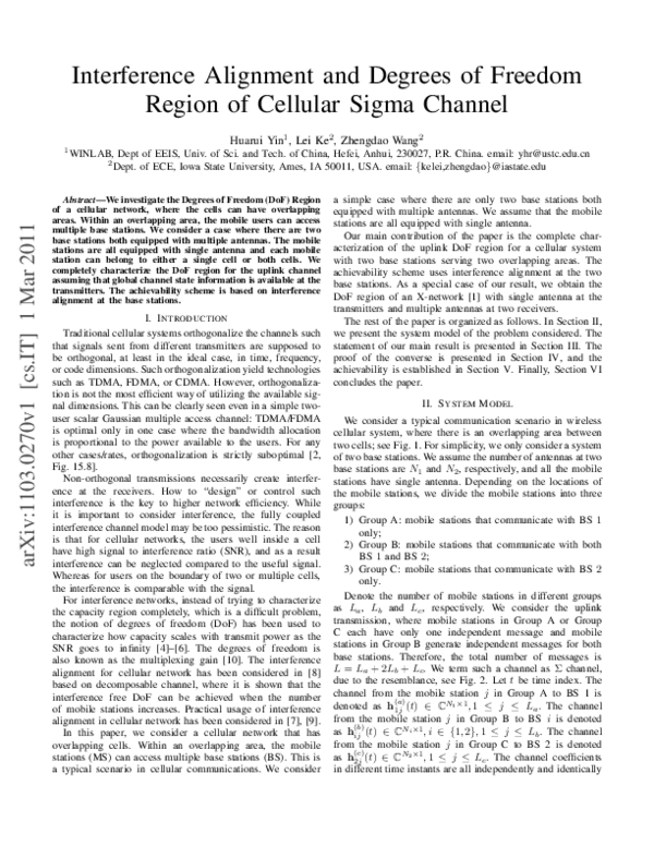 (PDF) Interference Alignment and Degrees of Freedom of the K-User Interference Channel