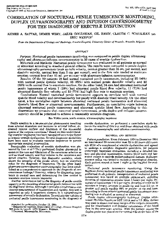 (PDF) Correlation of Nocturnal Penile Tumescence Monitoring, Duplex ...