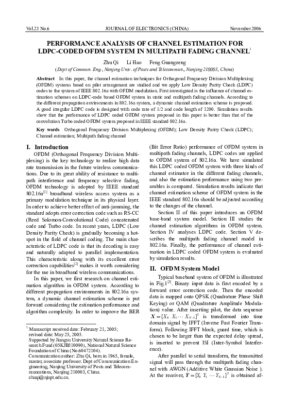 (PDF) Performance analysis of channel estimation for OFDM systems with residual timing offset