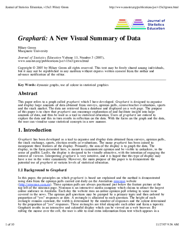 (PDF) Grapharti: A New Visual Summary of Data