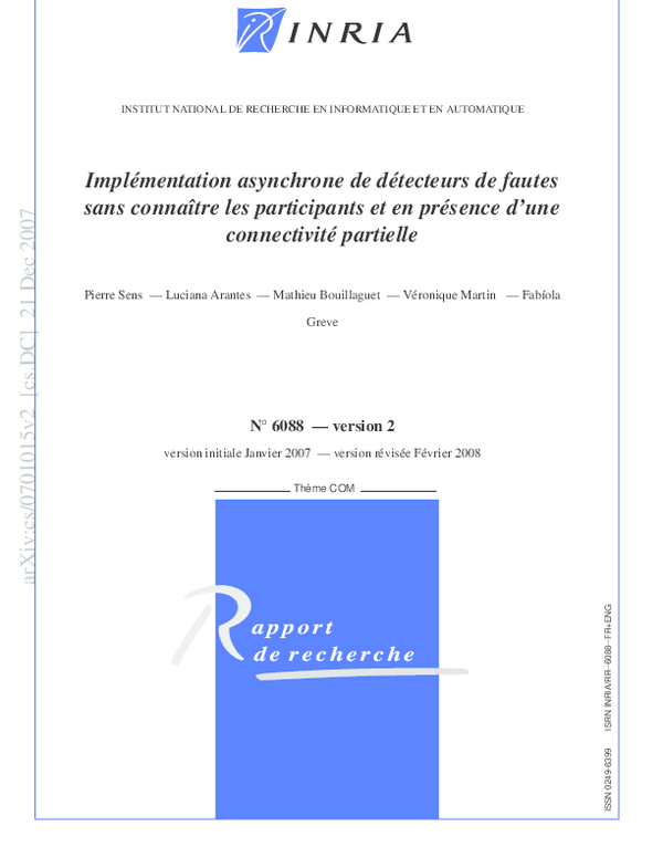 (PDF) Asynchronous Implementation of Failure Detectors with partial connectivity and unknown ...