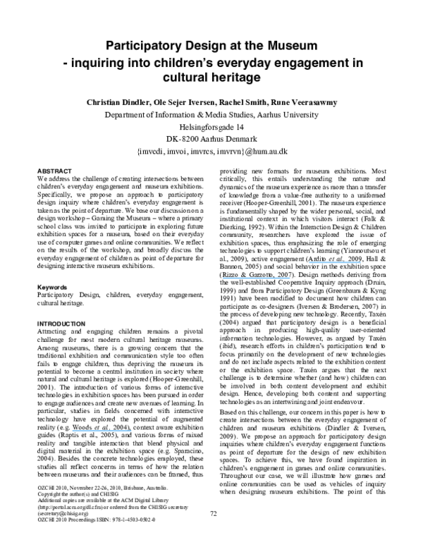 (PDF) Participatory design at the museum