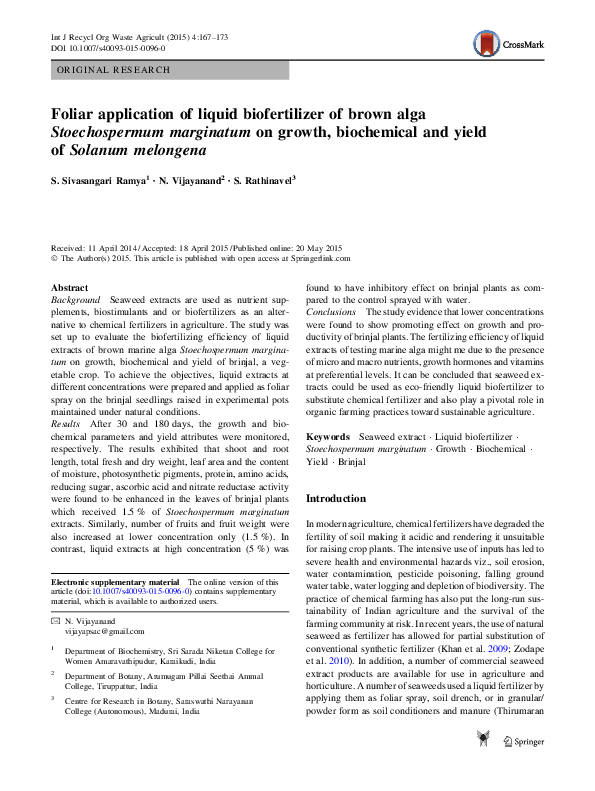 (PDF) Foliar application of liquid biofertilizer of brown alga ...