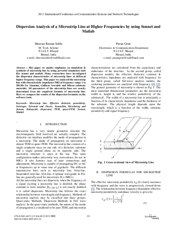 (PDF) Dispersion Analysis of a Microstrip Line at Higher Frequencies by ...